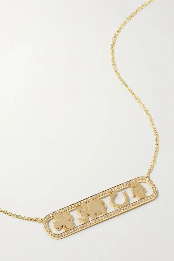 SYDNEY EVAN Icon Bar 14-karat Diamond Necklace