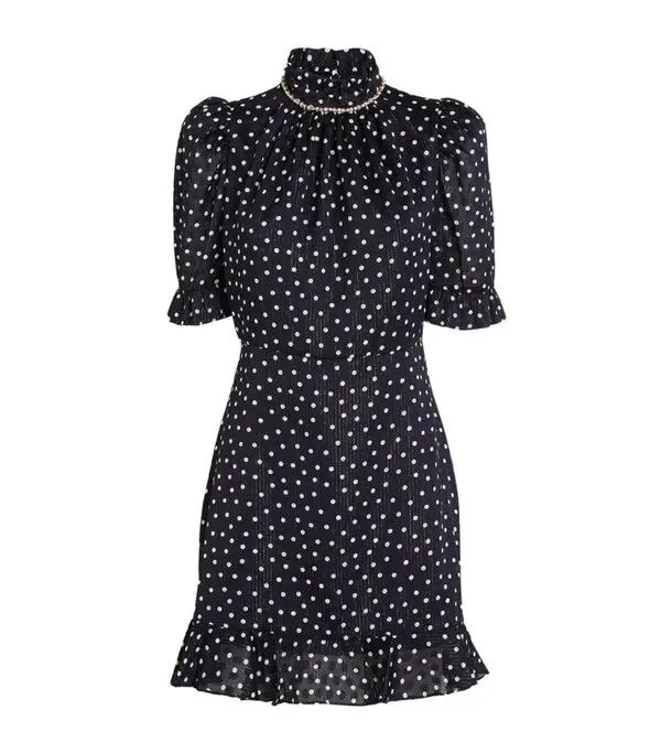 Sandro Embellished Polka-Dot Dress In Blue - 20% Off | Editorialist