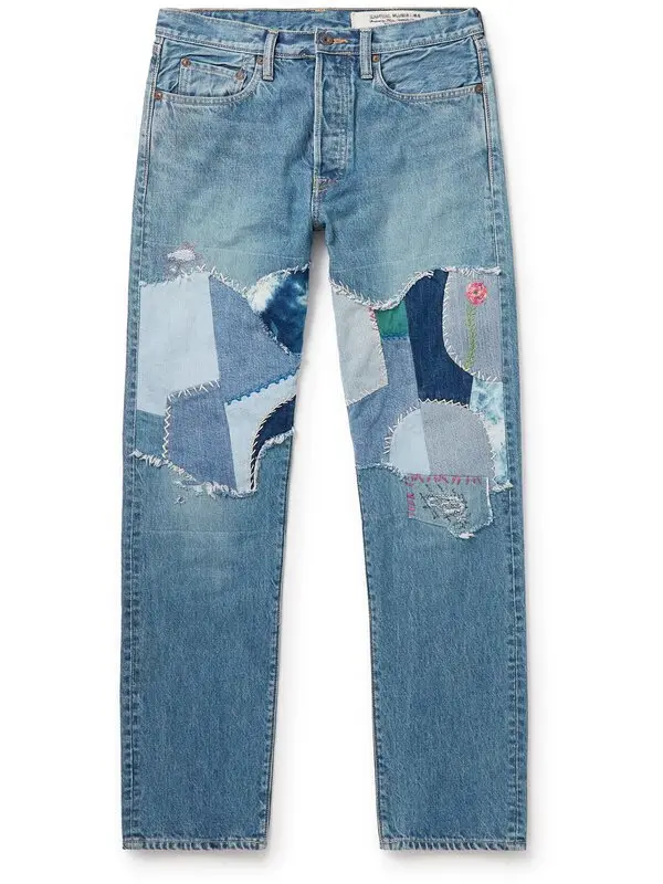 Kapital Monkey Cisco Straight-leg Embroidered Patchwork Jeans