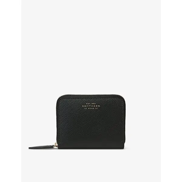 Smythson Panama Small Zipped Leather Purse - Black