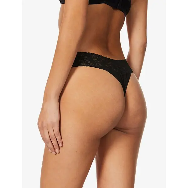 Hanky Panky Lace-trim Original-rise Stretch-cotton Thong