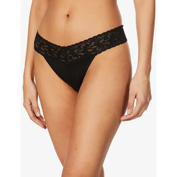Hanky Panky Lace-trim Original-rise Stretch-cotton Thong