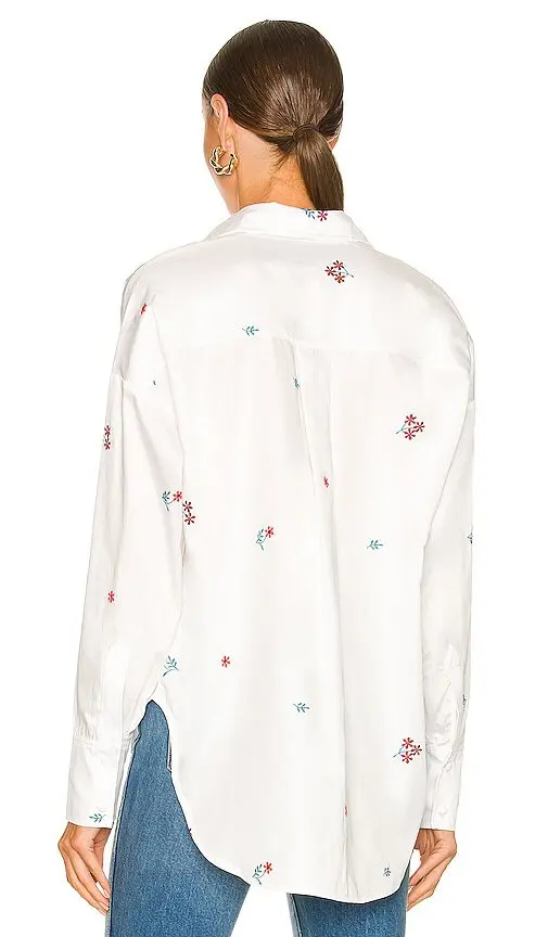 Something Navy Embroidered Button Up Top