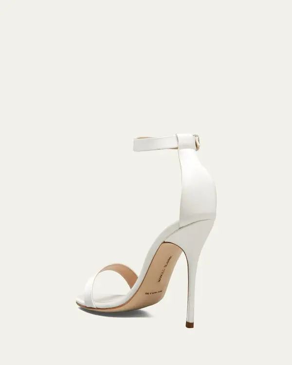 Manolo Blahnik Chaos Satin Stiletto Sandals - Cream