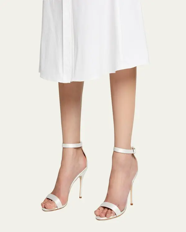 Manolo Blahnik Chaos Satin Stiletto Sandals - Cream