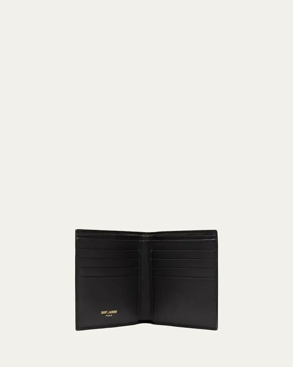 Saint Laurent Croc-embossed Bi-fold Wallet - Nero