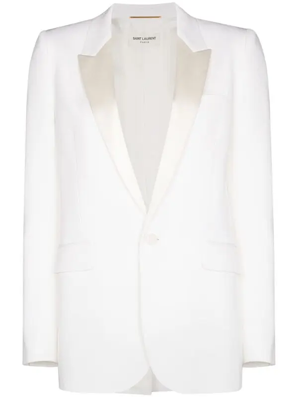 Saint Laurent Single-breasted Tuxedo Jacket - Neutrals