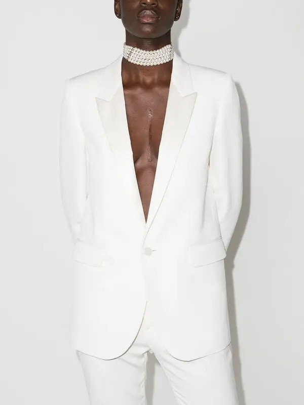 Saint Laurent Single-breasted Tuxedo Jacket - Neutrals