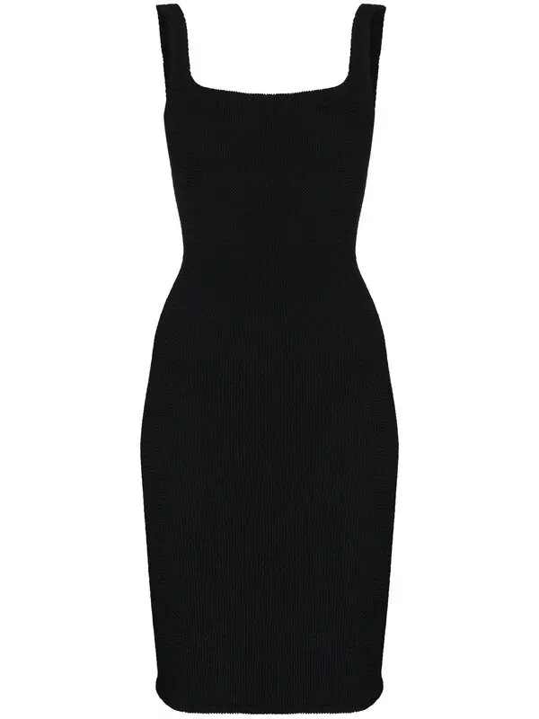 Hunza G Seersucker Square-neck Mini Dress - Black