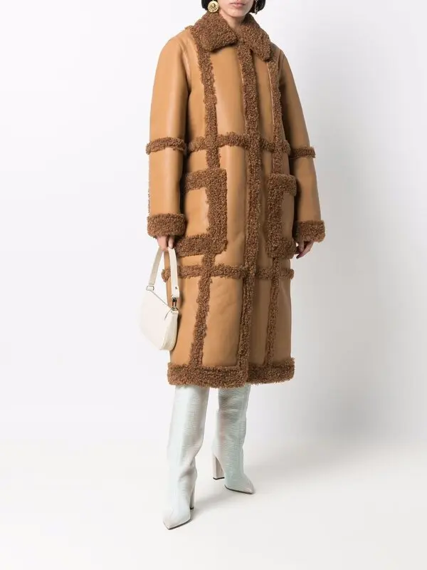 STAND STUDIO Contrast-trim Faux-leather Coat