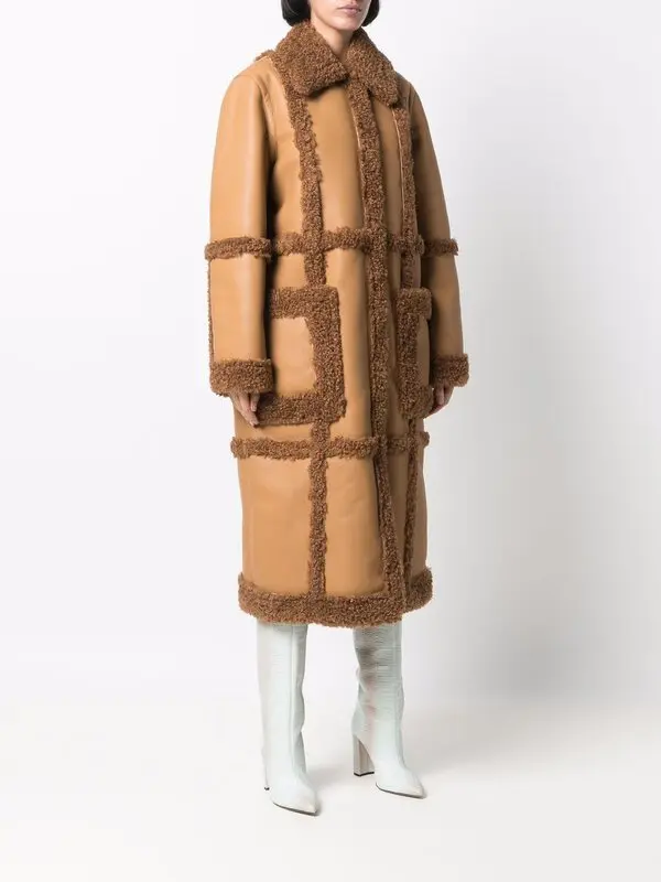 STAND STUDIO Contrast-trim Faux-leather Coat