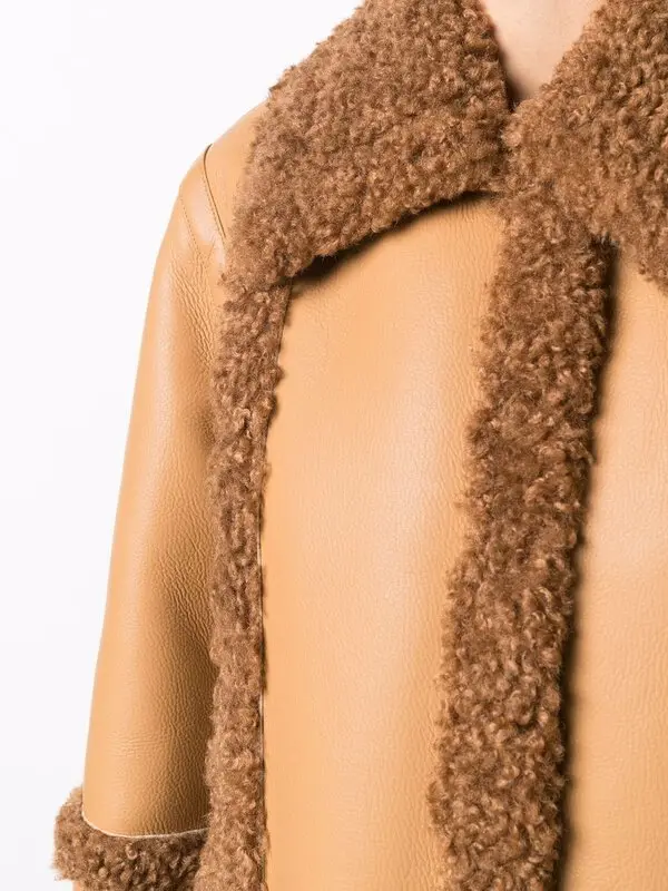 STAND STUDIO Contrast-trim Faux-leather Coat