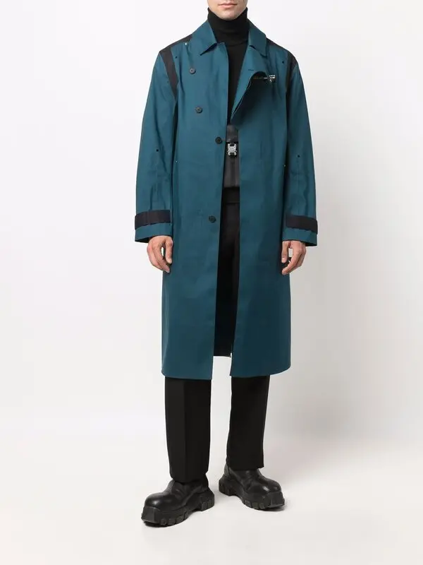 A-COLD-WALL* Logo-badge Longline Trench Coat - Blue