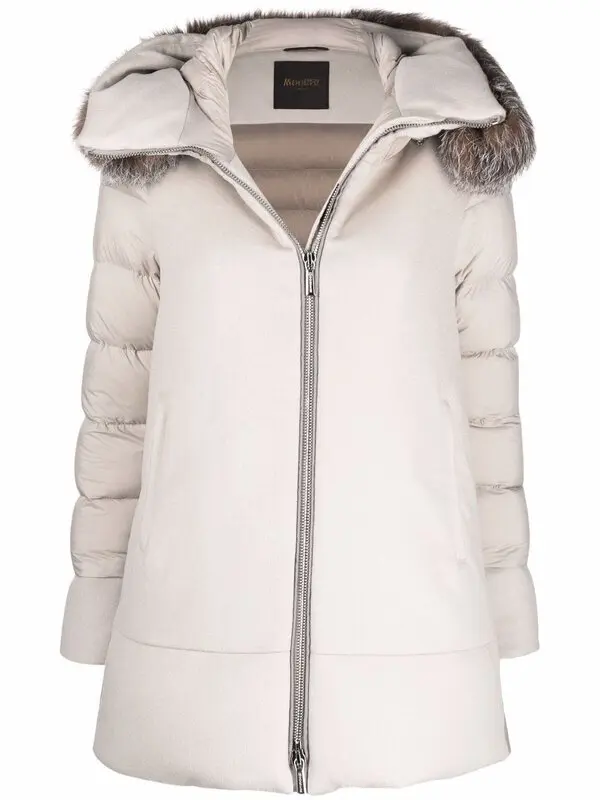 MOORER Zip-fastening Padded Coat - Neutrals