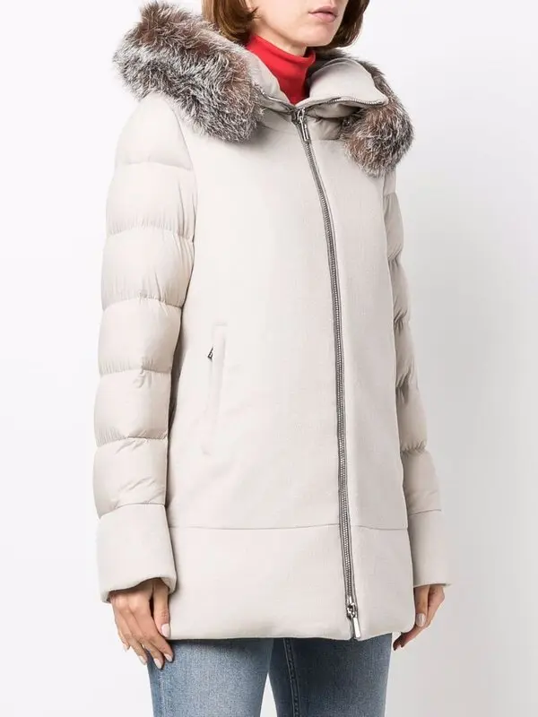 MOORER Zip-fastening Padded Coat - Neutrals