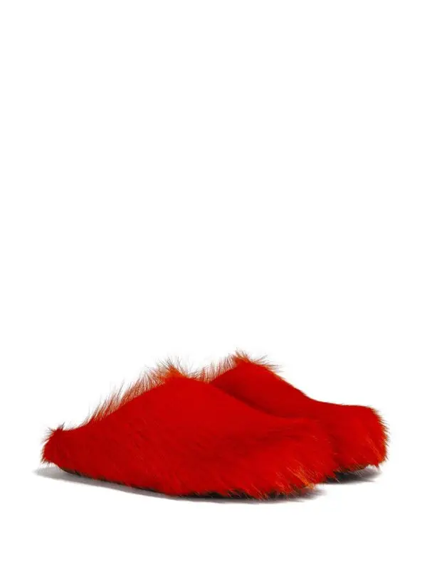 Marni Long Hair Calfskin Fussbett Sabots - Orange