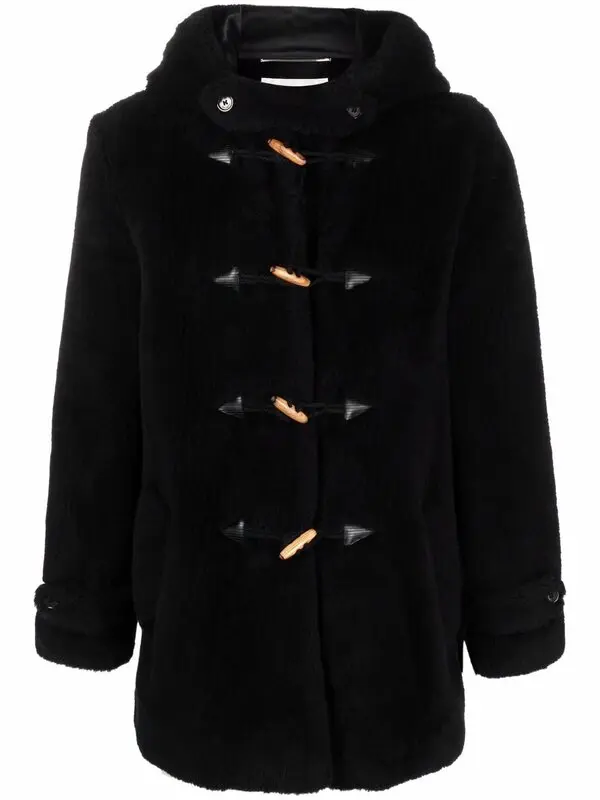 ジャケット・アウター 20SS SAINT LAURENT military duffle coat Saint Laurent Faux-Fur Duffle Coat - Black | Editorialist
