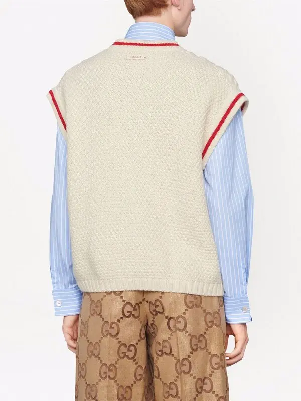 Gucci Cable-Knit V-Neck Vest - White | Editorialist