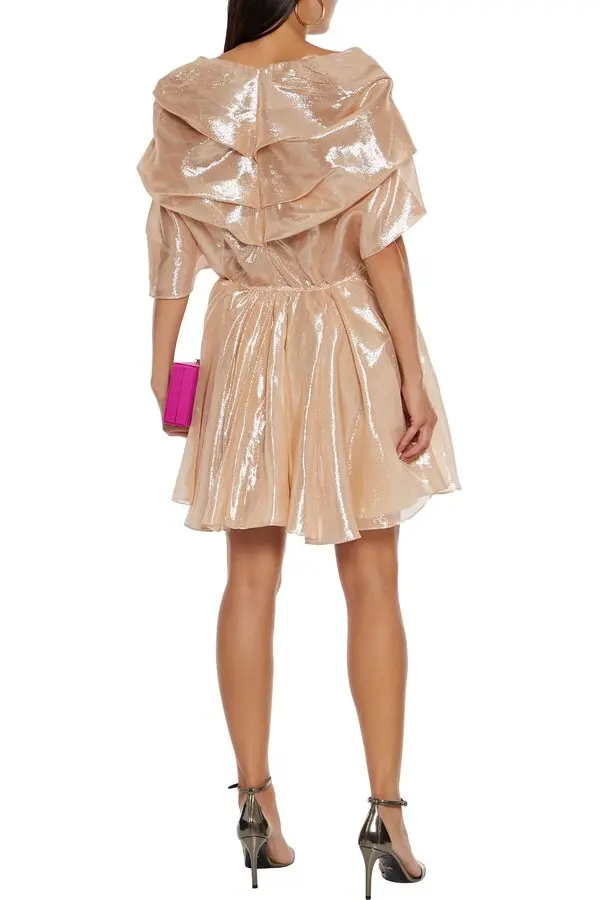 Caroline Constas Marcella Wrap-Effect Pleated Lam Mini Dress Size In Rose  Gold - 60% Off | Editorialist