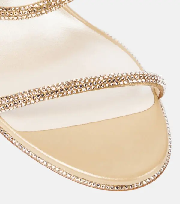 Rene Caovilla Cleo Embellished Leather Sandals - Beige