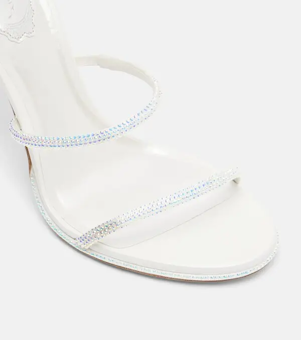 Rene Caovilla Embellished Leather Spiral Sandals - White