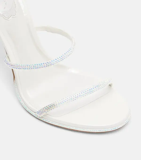 Rene Caovilla Cleo Embellished Leather Sandals - White