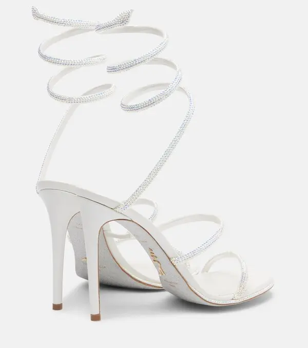 Rene Caovilla Cleo Embellished Leather Sandals - White