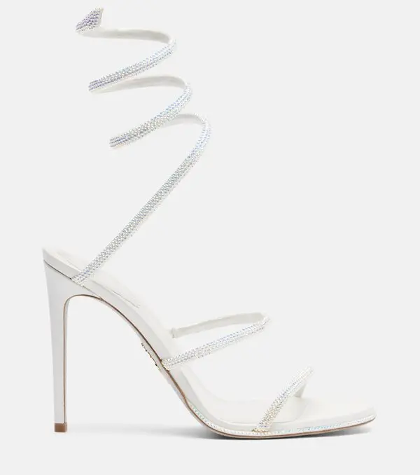 Rene Caovilla Cleo Embellished Leather Sandals - White
