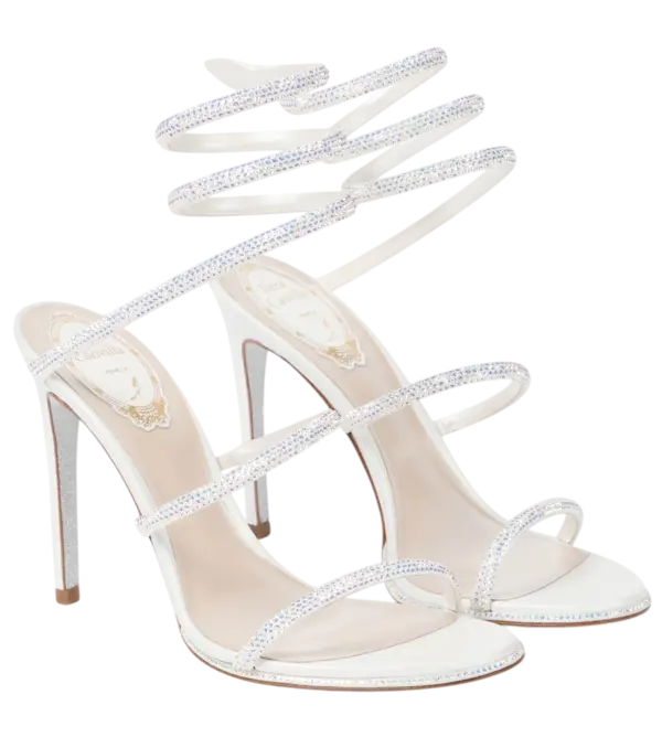 Rene Caovilla Cleo Embellished Leather Sandals - White
