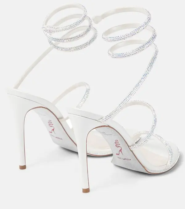 Rene Caovilla Cleo Embellished Leather Sandals - White