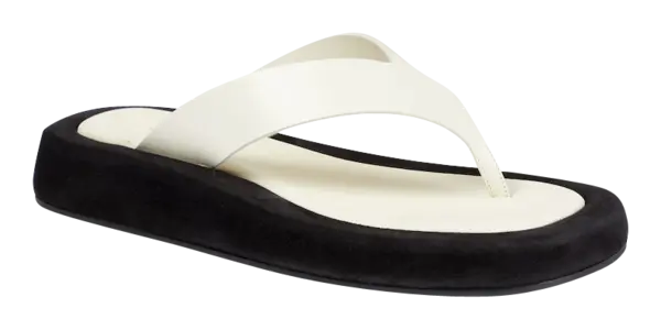 THE ROW Ginza Leather And Suede Thong Sandals - White