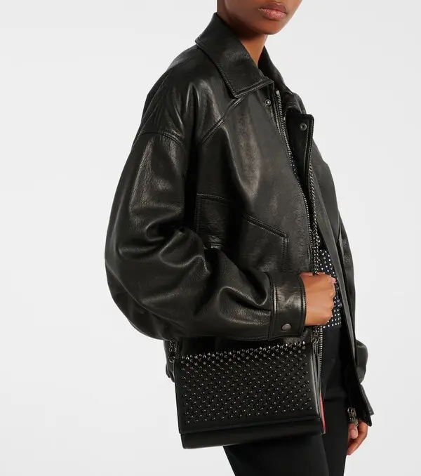 CHRISTIAN LOUBOUTIN Paloma Embellished Leather Clutch - Black