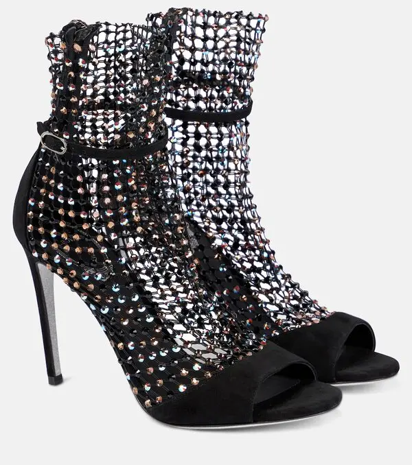Rene Caovilla Galaxia Embellished Suede Sandals