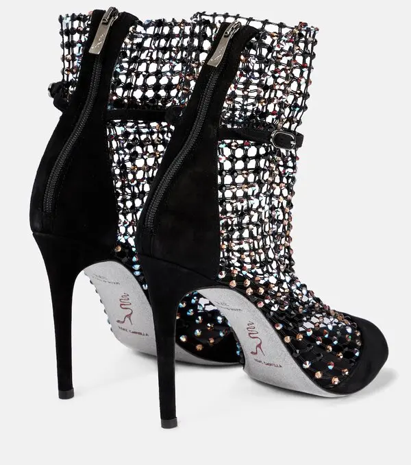 Rene Caovilla Galaxia Embellished Suede Sandals - Black