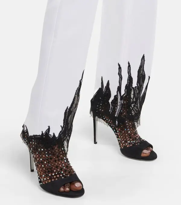 Rene Caovilla Galaxia Embellished Suede Sandals - Black