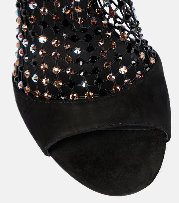 Rene Caovilla Galaxia Embellished Suede Sandals - Black