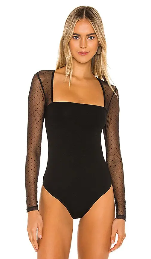 LOVERS AND FRIENDS Elisabetta Bodysuit With Swiss Dot Mesh Sleeves