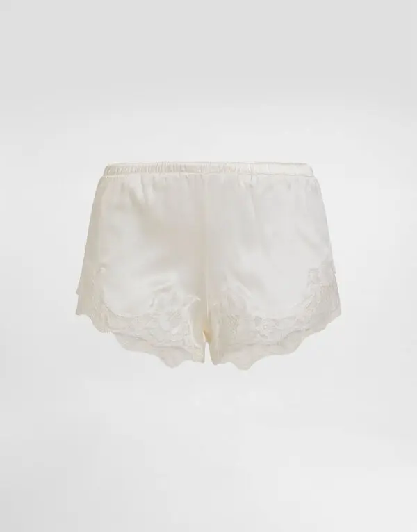 Dolce & Gabbana Stretch Silk Satin Shorts - White