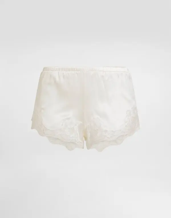 Dolce & Gabbana Stretch Silk Satin Shorts - White