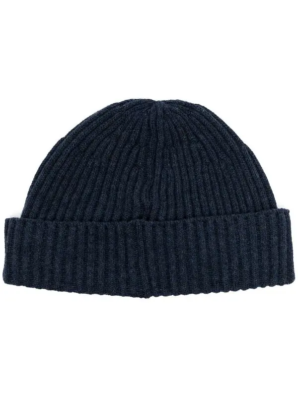 Brunello Cucinelli Ribbed Knit Cashmere Beanie - Blue