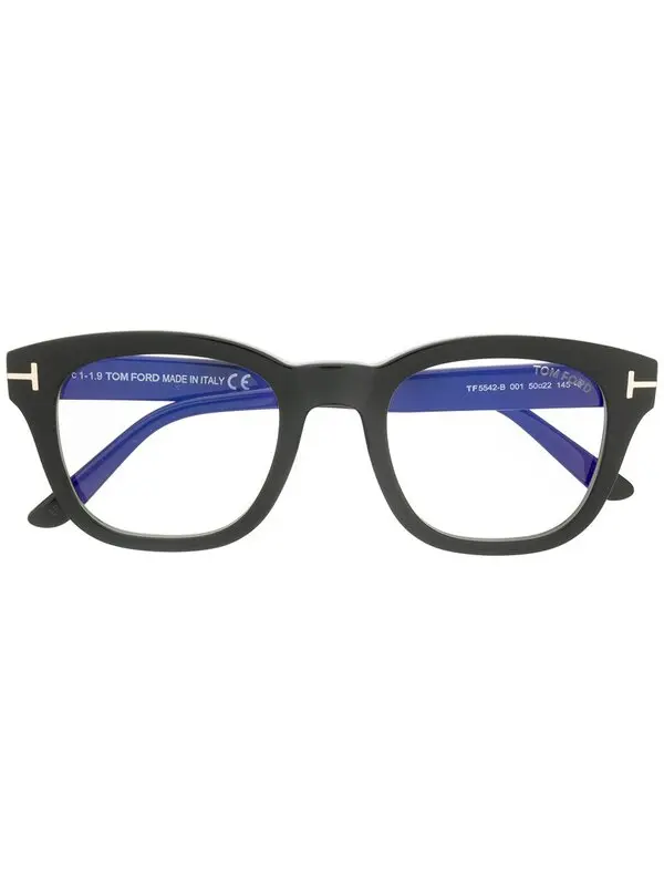 TOM FORD Blue Block Soft Square Glasses - Black