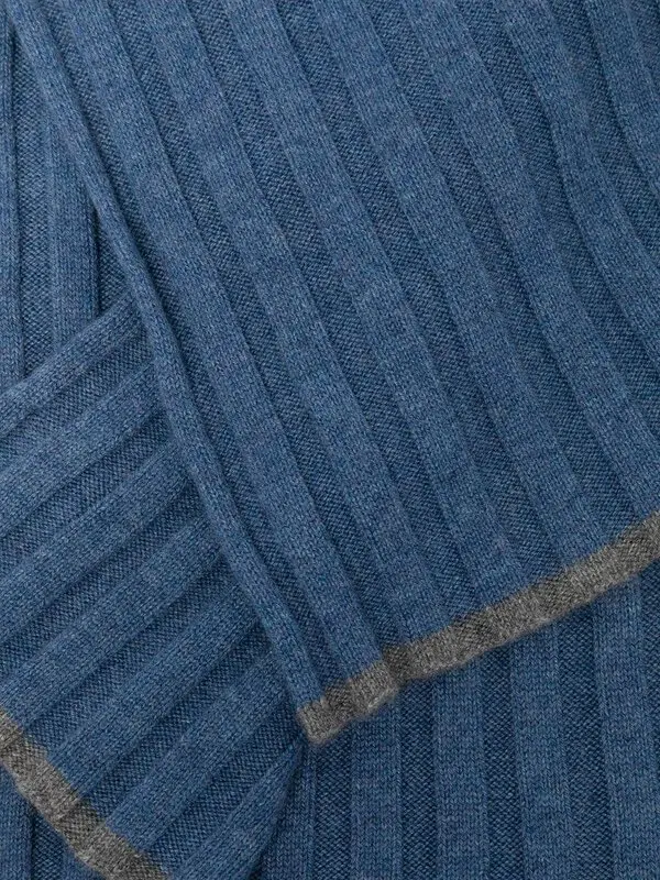 Brunello Cucinelli Ribbed Knit Cashmere Scarf - Blue