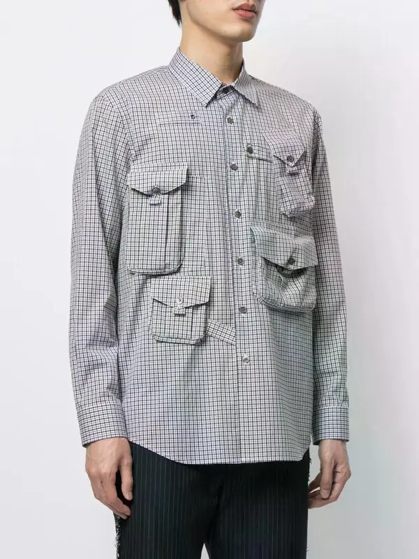 PORTS V Multi-pocket Gingham Check Shirt