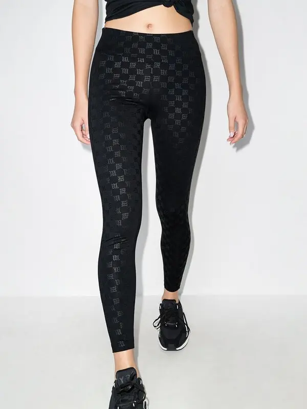 MISBHV All-over Logo Print Stretch Leggings - Black