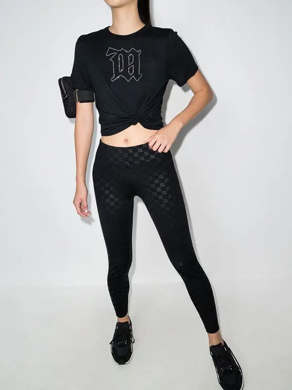 MISBHV All-over Logo Print Stretch Leggings - Black
