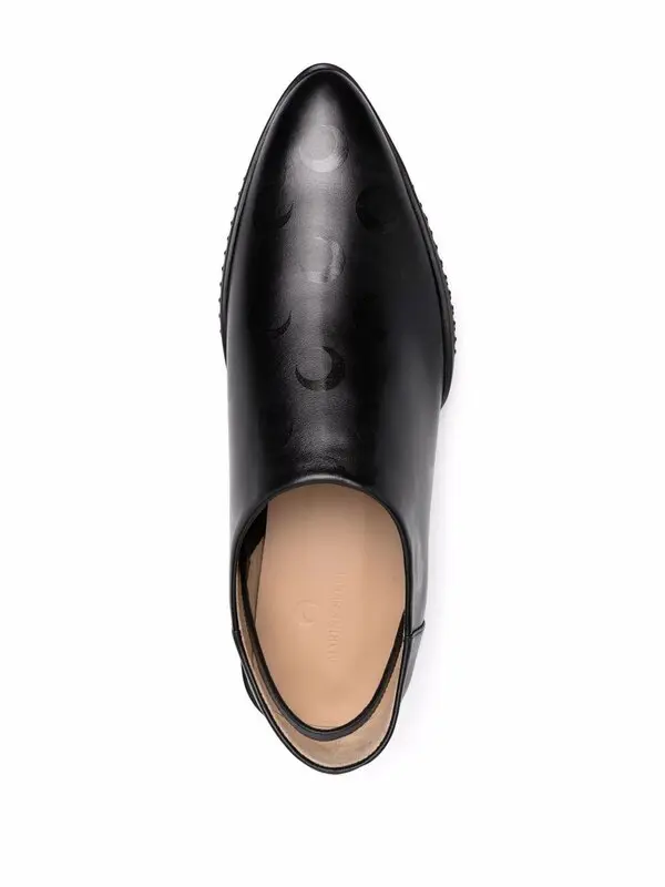 MARINE SERRE Crescent Moon-print Leather Slingbacks