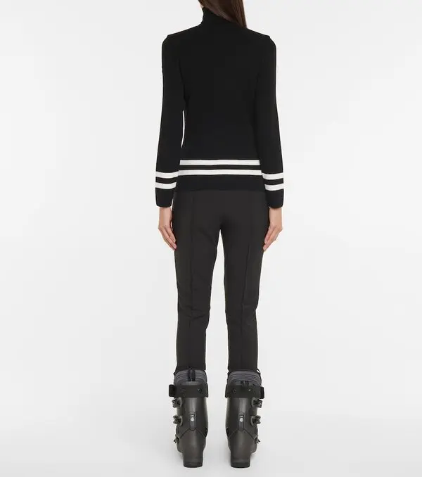Fusalp Striped Turtleneck Knit Sweater - Black
