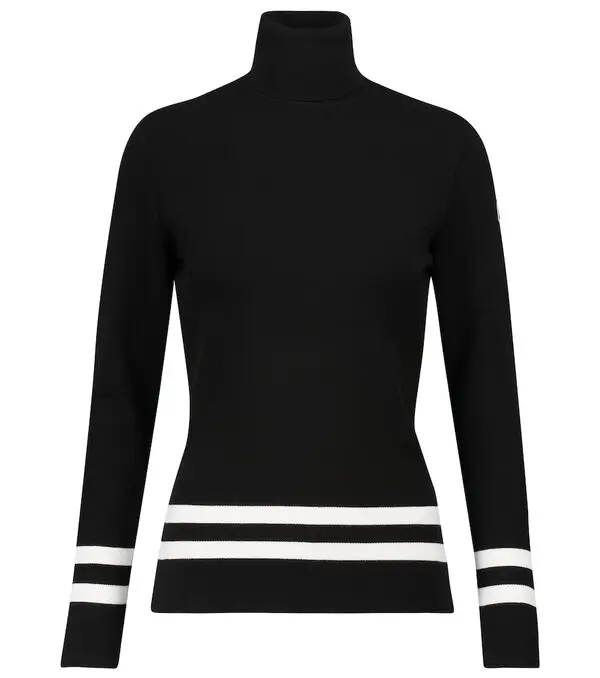Fusalp Striped Turtleneck Knit Sweater - White
