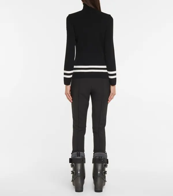 Fusalp Striped Turtleneck Knit Sweater - White