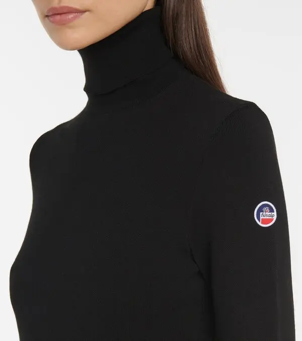 Fusalp Striped Turtleneck Knit Sweater - White